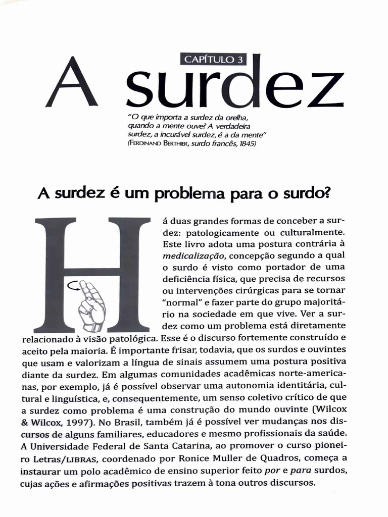 Libras Que Lingua É Essa - Capitulo 3 A Surdez | PDF