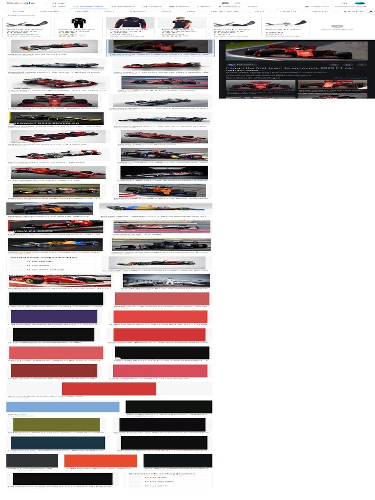 An overview of Formula 1 cars from various teams including Ferrari ...