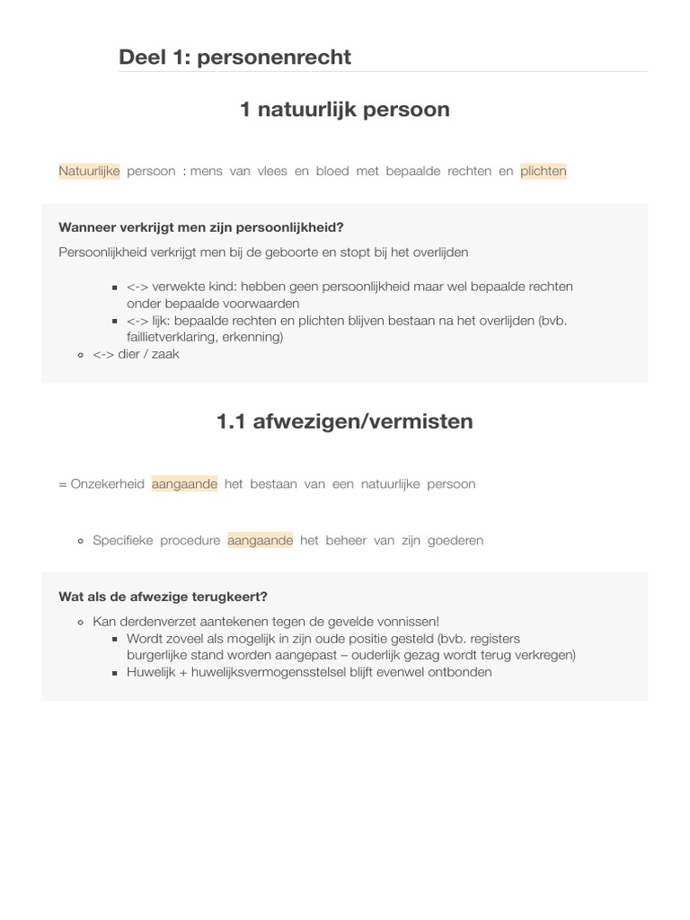 Deel 1 - Personenrecht | PDF