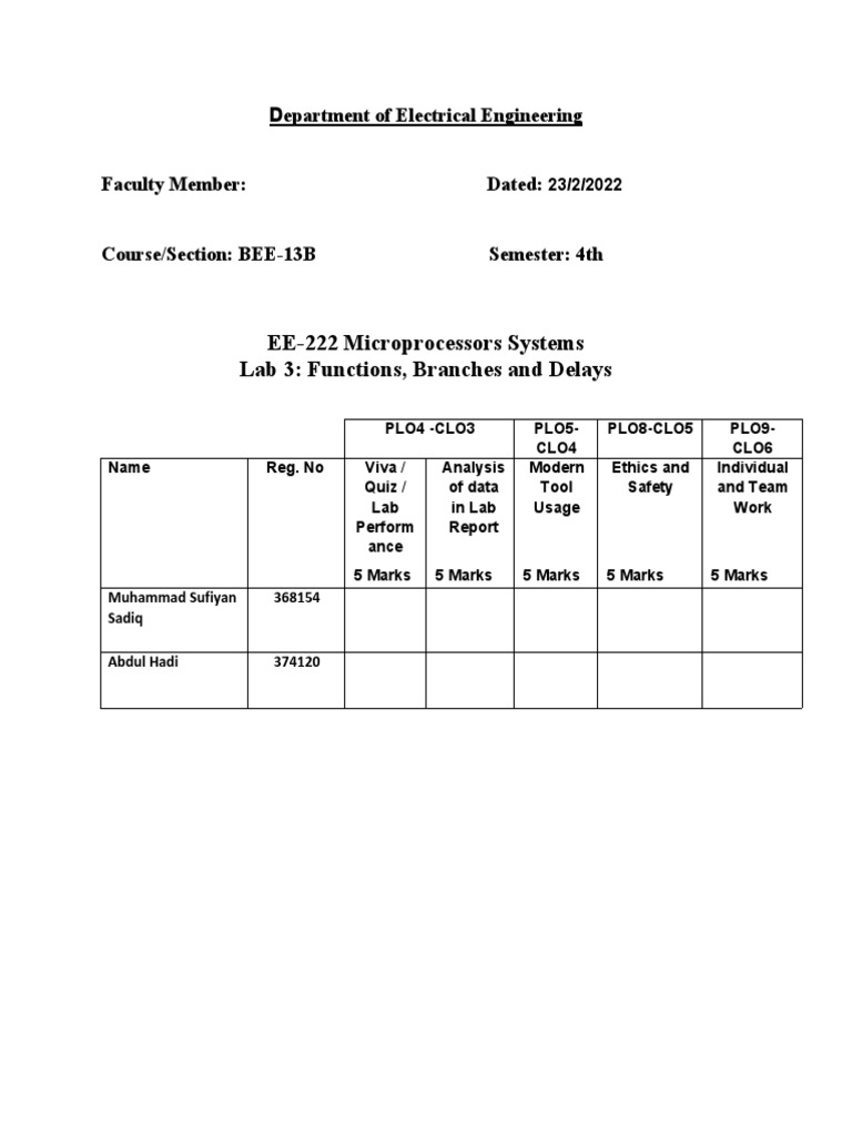 Microprocessor Lab3 Pdf Computer Architecture Computer Science