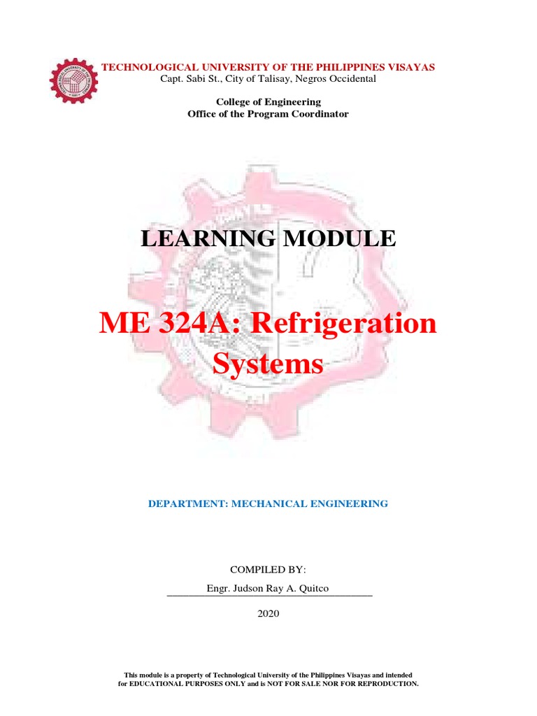 ME 324A Refrigeration Systems Module | PDF | Heat | Gases