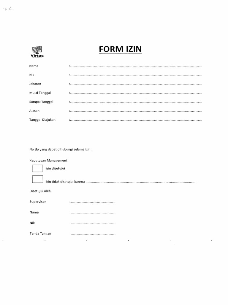 Form Permintaan Ijin | PDF