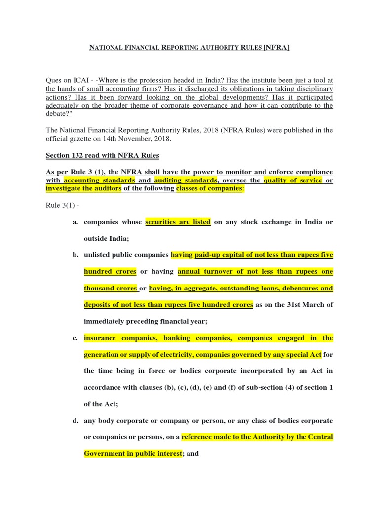 National Financial Reporting Authority Rules | PDF