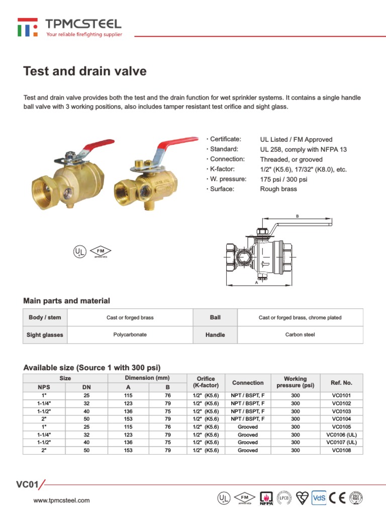 Test and Drain Valve Specifications | PDF | Chemical Engineering ...