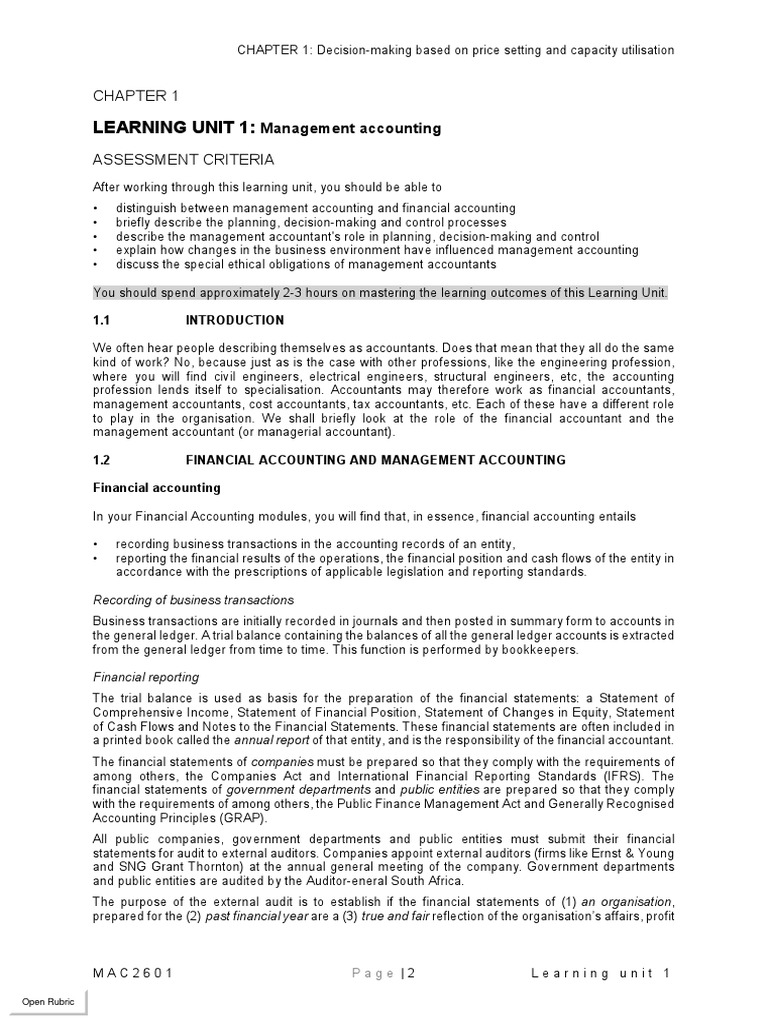 Learning Unit 1 - Management Accounting | PDF | Management Accounting ... Learning Unit 1 - Management Accounting | PDF | Management Accounting ...