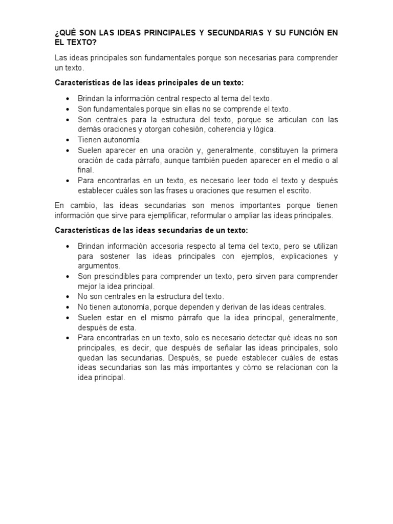 Mapa Conceptual: Ideas Principales y Secundarias | PDF | Información | Mapa