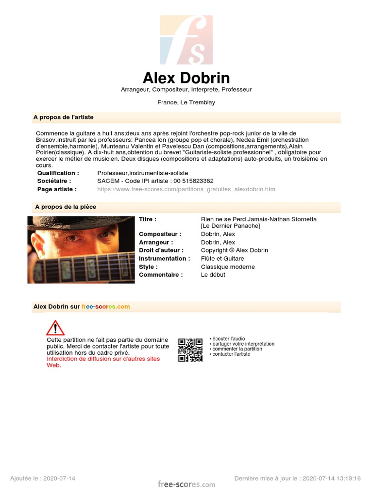 Dobrin Alex Rien Perd | PDF | Compositions musicales | Arts du spectacle