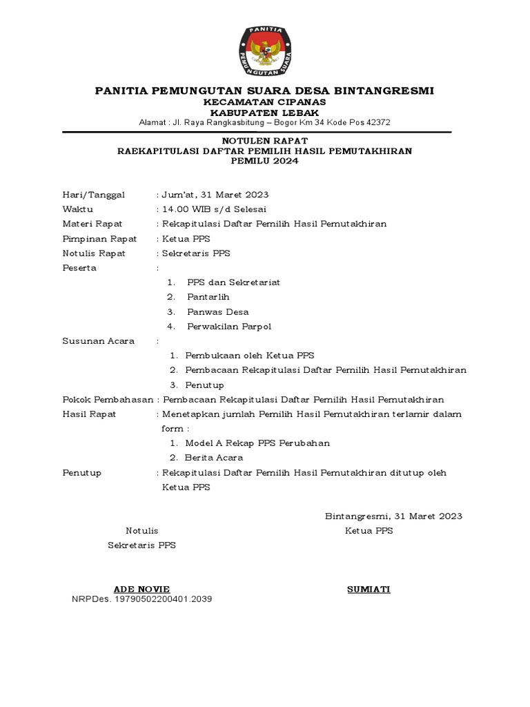 Notulen Rapat Dan Tanda Terima | PDF