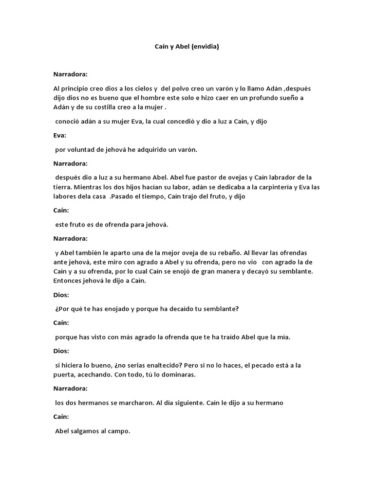Caín y Abel: La Traición Fraternal | PDF