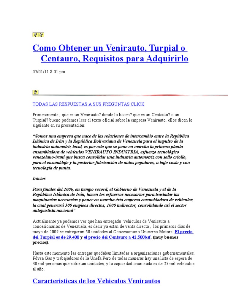 Como Obtener Un Venirauto | PDF | Venezuela | Science