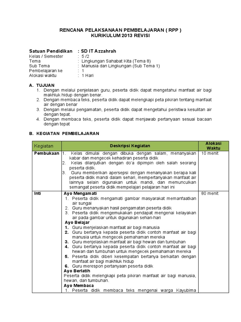 Fix RPP Tema 8 Sub Tema 1 | PDF | Sains & Matematika