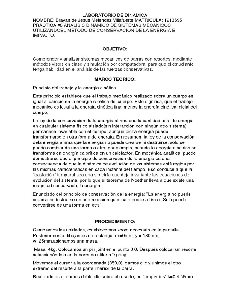Reporte6 LabDinamica | PDF | Dinámica (Mecánica) | Física Aplicada e Interdisciplinaria