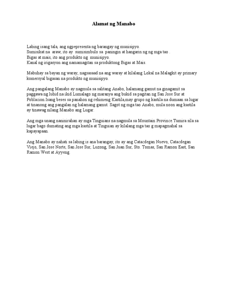 Alamat NG Manabo | PDF