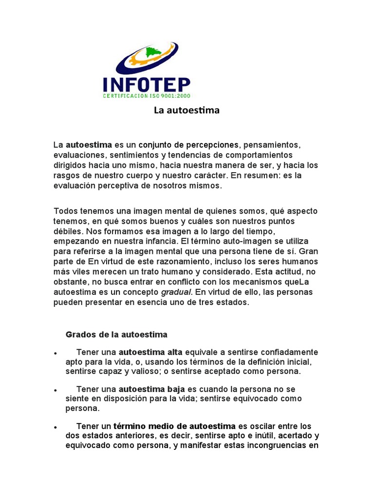 La Autoestima | PDF | Autoestima | Familia