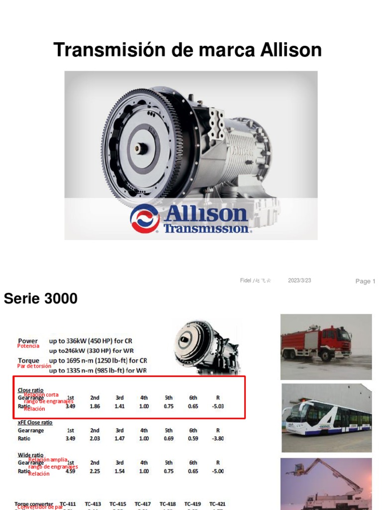Transmisión de marca Allison: 2023/3/23 Fidel /赵飞云 | PDF | Líquidos | Engranaje