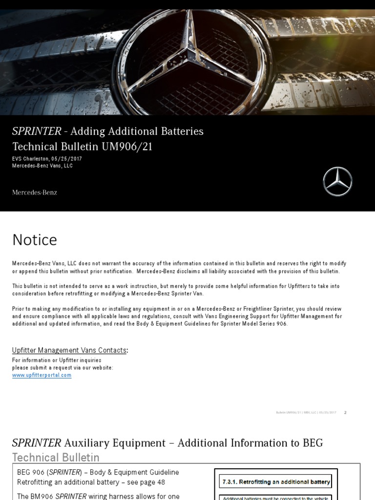 Adding Batteries to Sprinter Vans | PDF | Mercedes Benz Sprinter ...