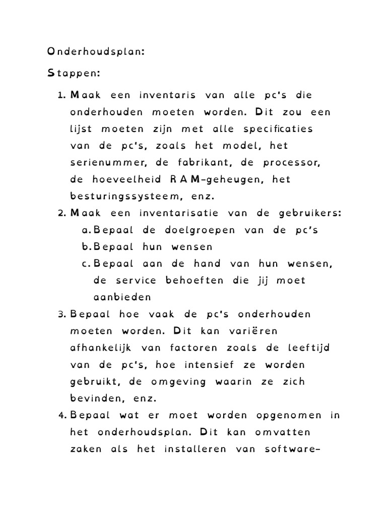 Onderhoudsplan | PDF