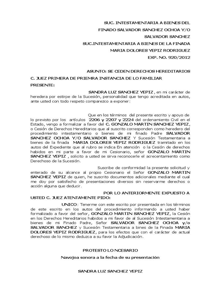 Escrito Sucesorio 2 | PDF | Justicia | Crimen y violencia