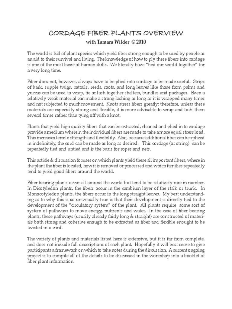 Cordage Fiber Overview For Proceedings | PDF | Flax | Plant Stem