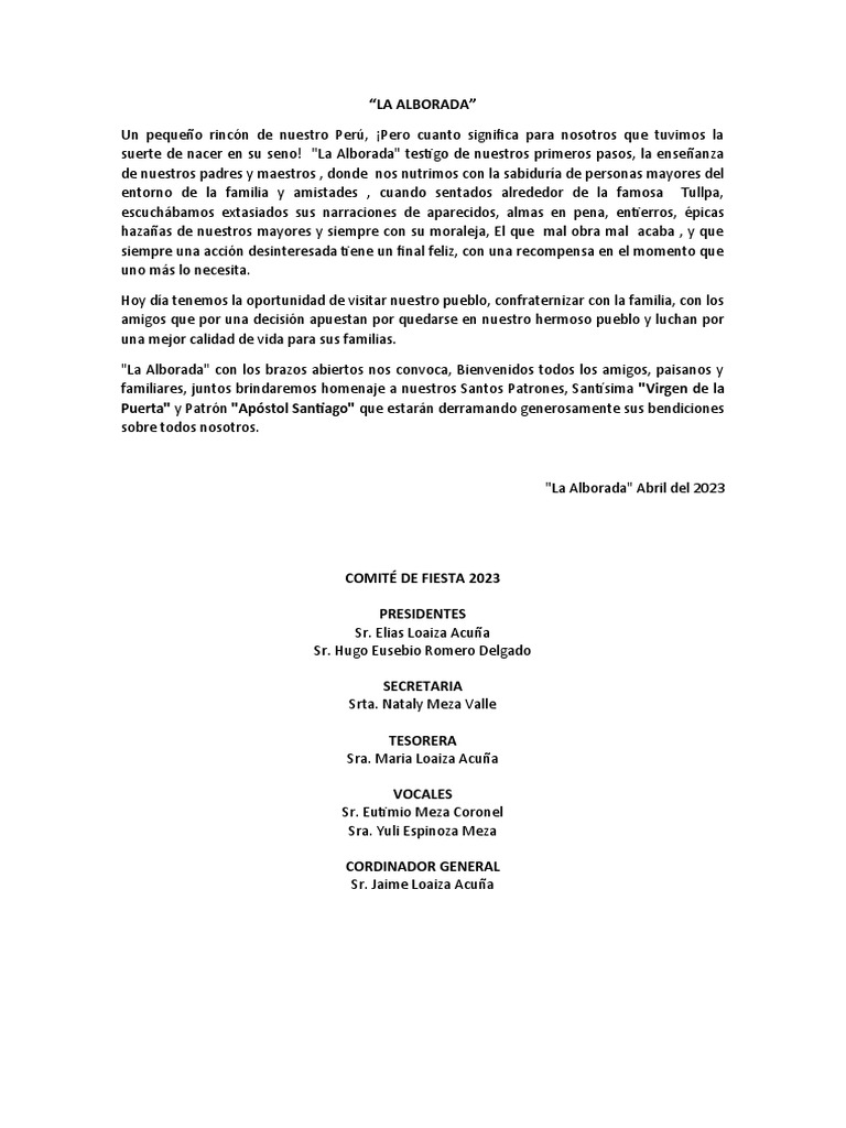 Programa de Fiesta 2023 | PDF | Cena