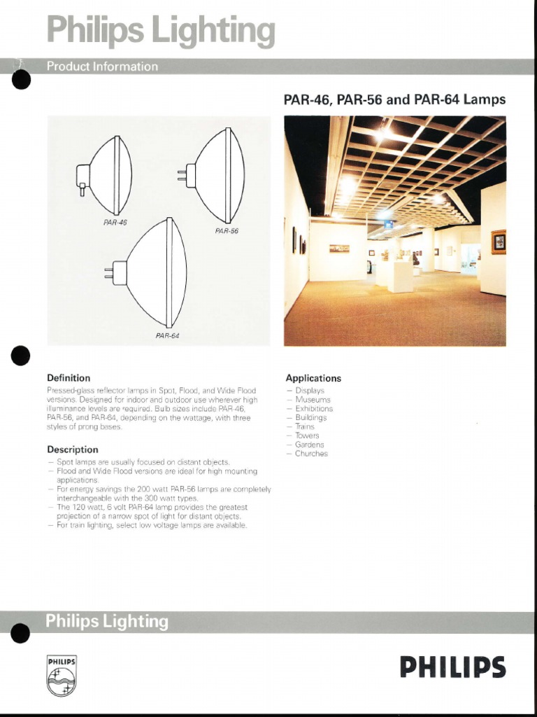 Philips PAR 46, 56 & 64 Lamps Bulletin 4-89 | PDF | Lighting | Equipment