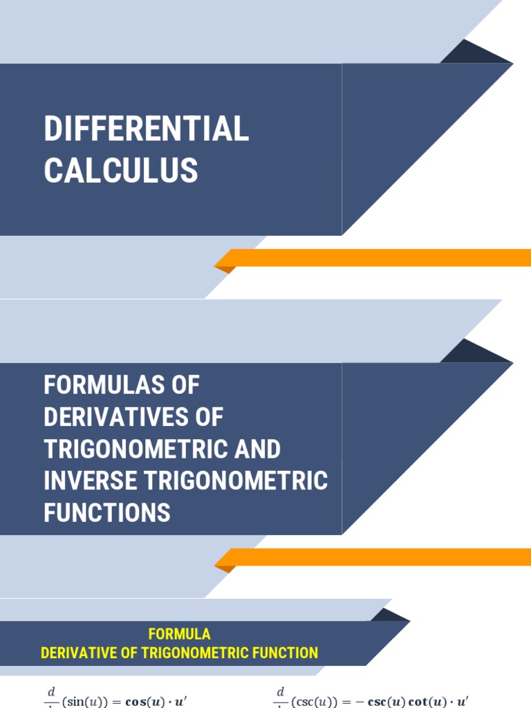 Formulas for Deriving Trigonometric and Inverse Trigonometric Functions ...