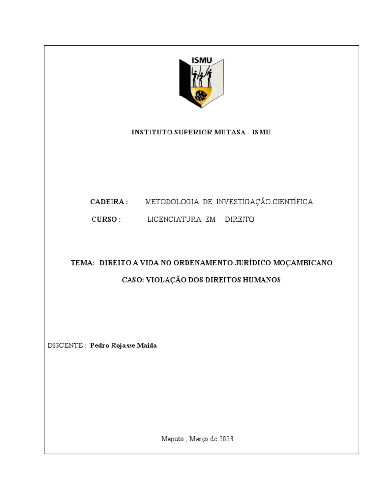 INSTITUTO SUPERIOR MUTASA - Final | PDF | Direitos Humanos | Humano
