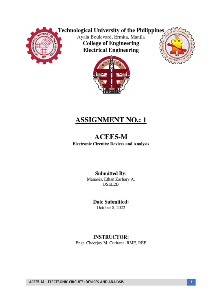 Acee5 - Bsee2b - Manaois - Ethan Zachary - Albelar - Assign1 | PDF | Diode | P–N Junction