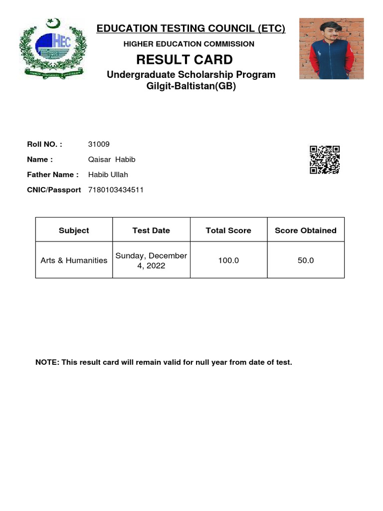 Etc Result Card | PDF