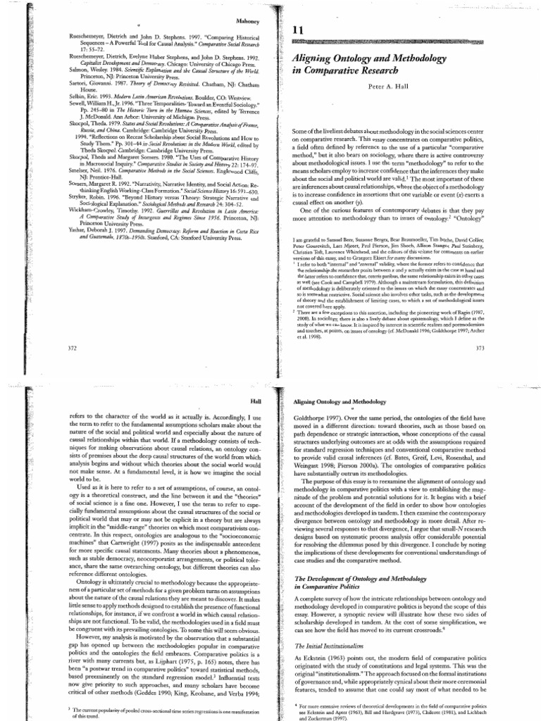 Hall, P. (2003) - Aligning Ontology and Methodology in Comparative Research | PDF