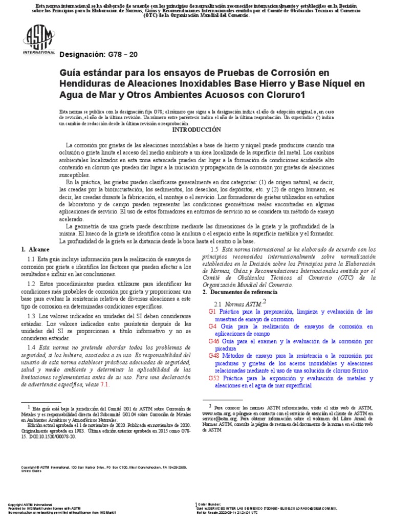 Astm G78 | PDF | Corrosión | Abrasivo