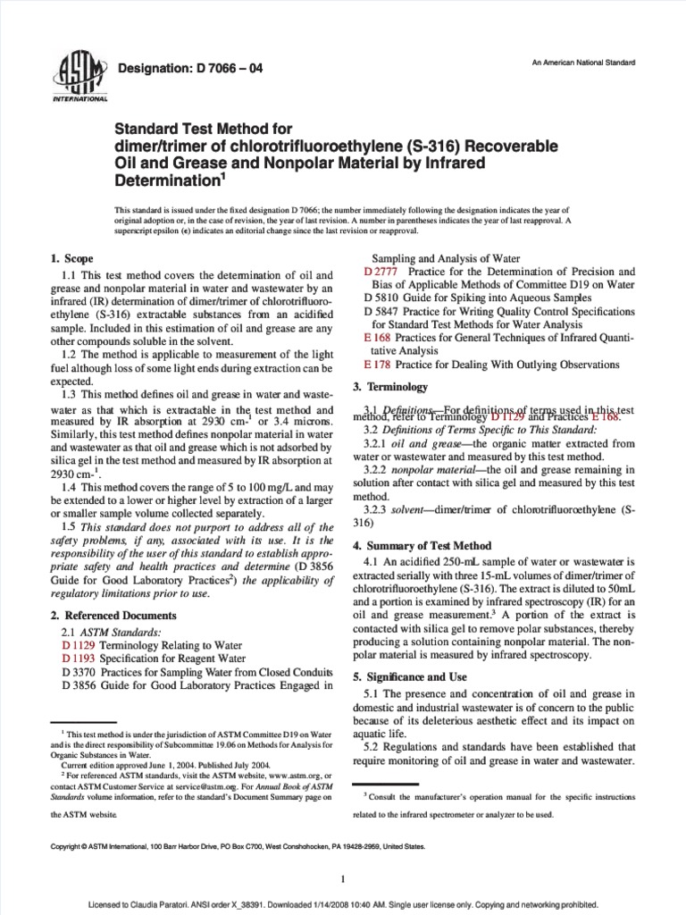 Astm D7066 | Download Free PDF | Water | Infrared Spectroscopy