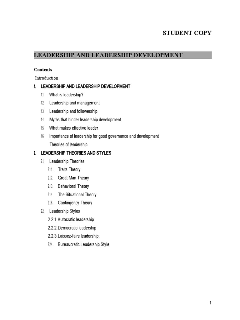 An In-Depth Look at Leadership Theories, Styles, and Development | PDF ...