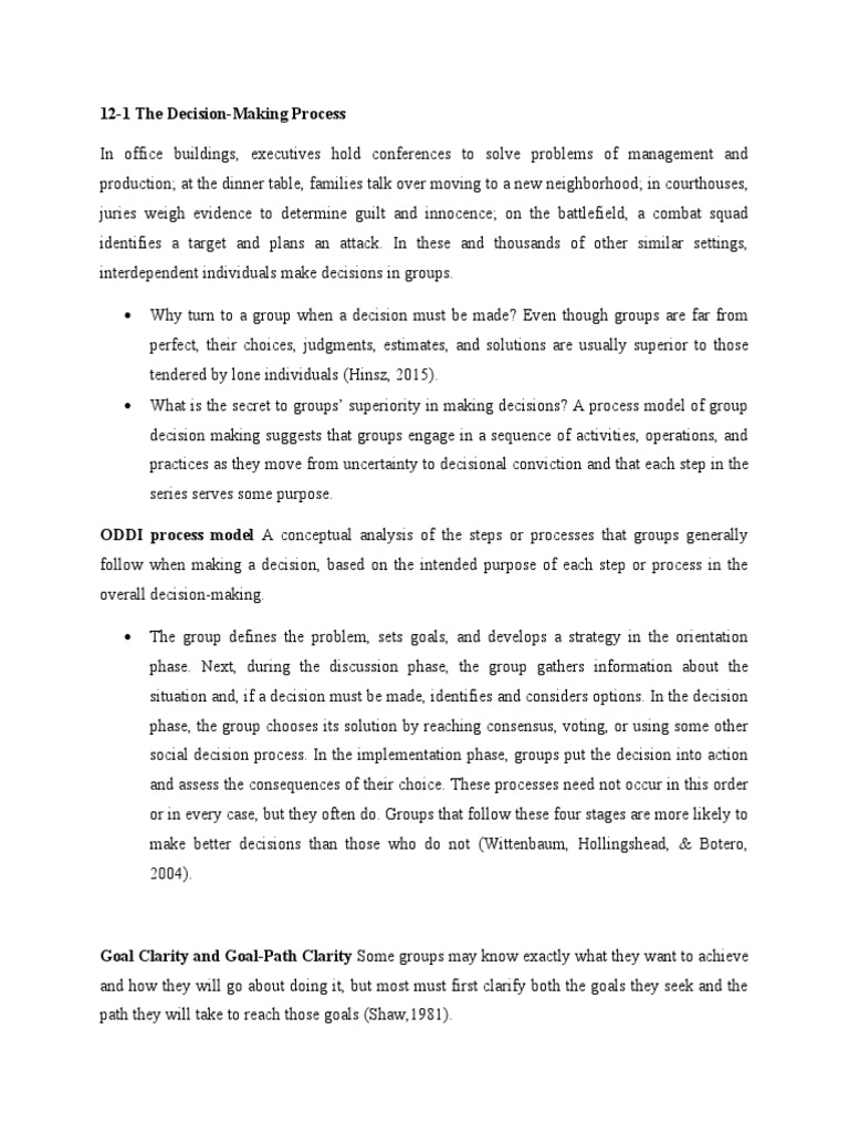 Group Dynamics Chapter 12 DECISION MAKING FROM THE GROUP DYNAMICS BY ...