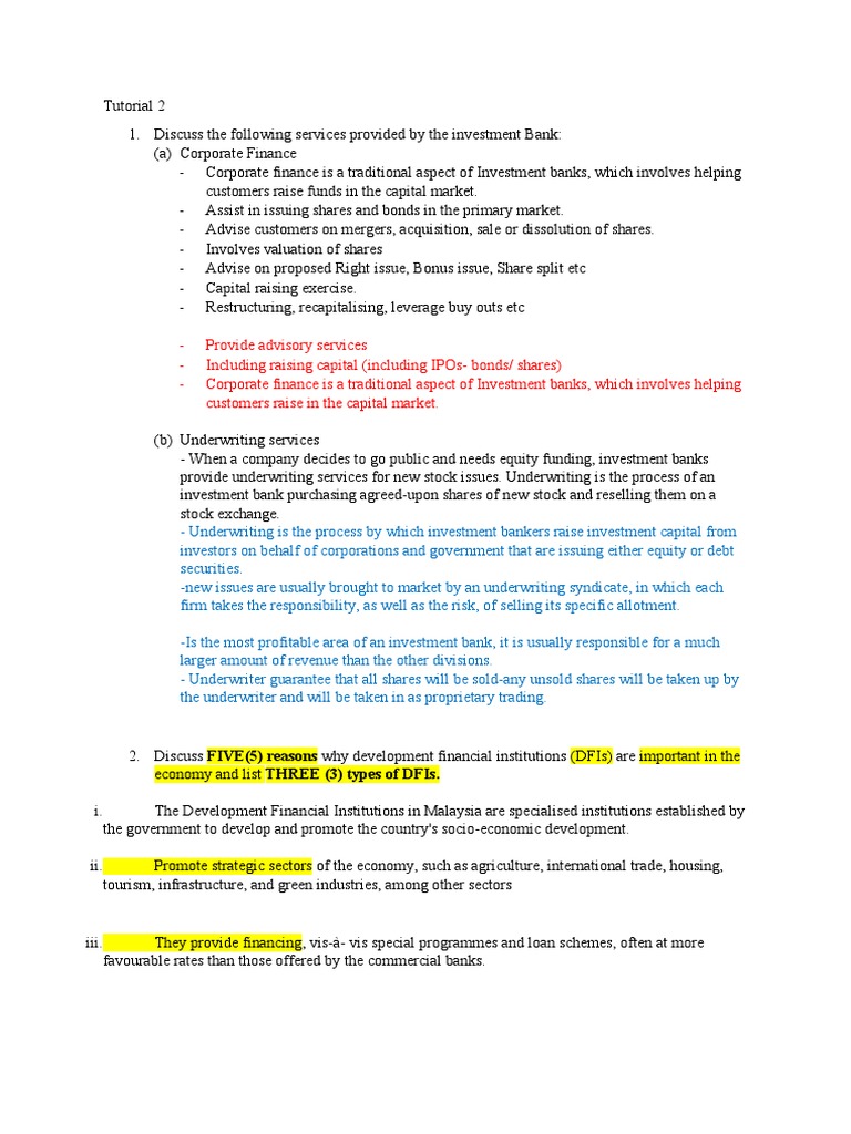 MCM Tutorial 2 | PDF | Investment Banking | Underwriting
