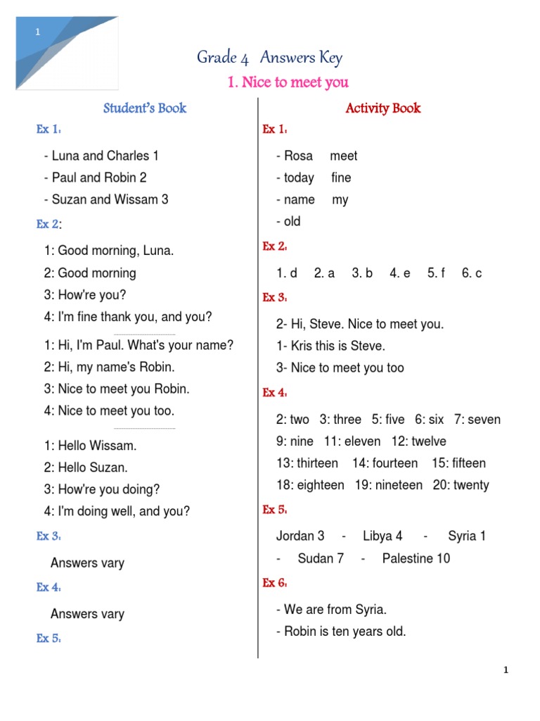 Grade 4 Answer Key Overview | PDF | Room | Food And Drink