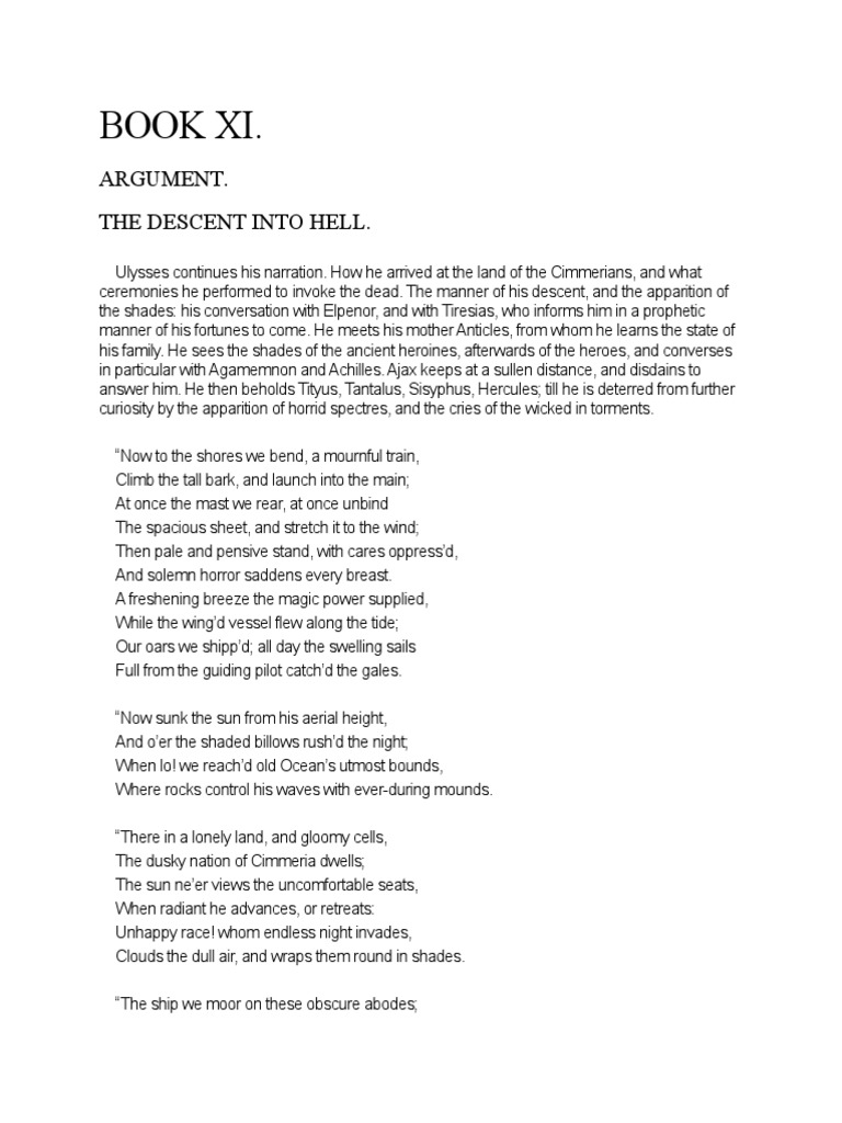 The Odyssey Book 11 | PDF | Achilles