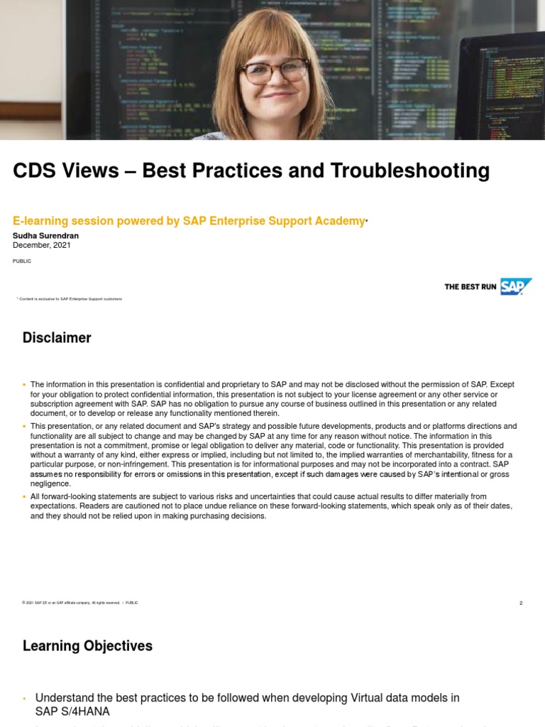 CDS Views Best Practices | PDF | Databases | Sql