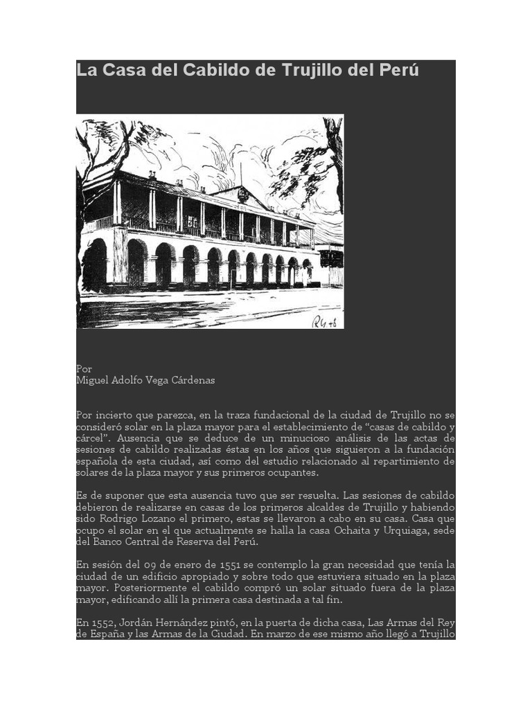 La Casa Del Cabildo de Trujillo Del Perú | PDF | Francisco Pizarro