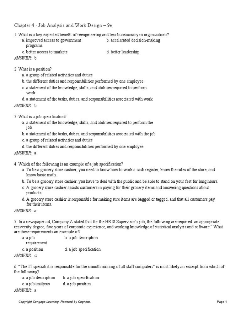 Chapter - 4 - Job - Analysis - and - Work - Design - 9e | PDF | Human ...