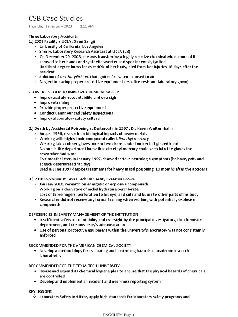 CSB Case Studies | PDF | Laboratories | Personal Protective Equipment