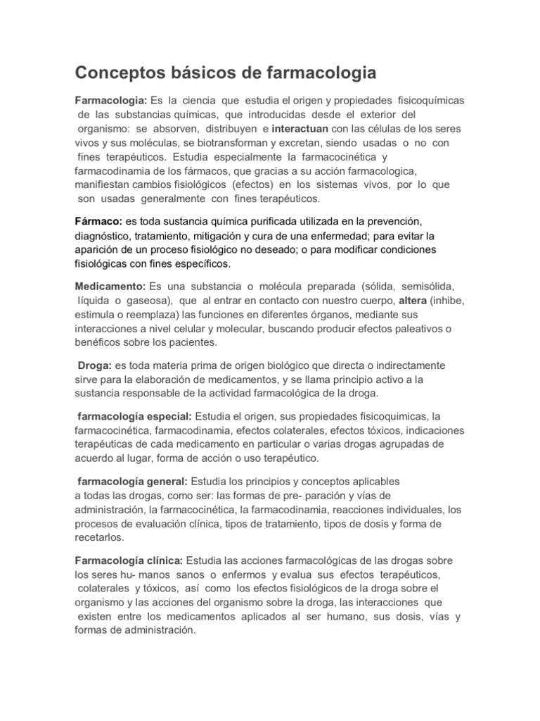 Conceptos Básicos de Farmacologia | PDF