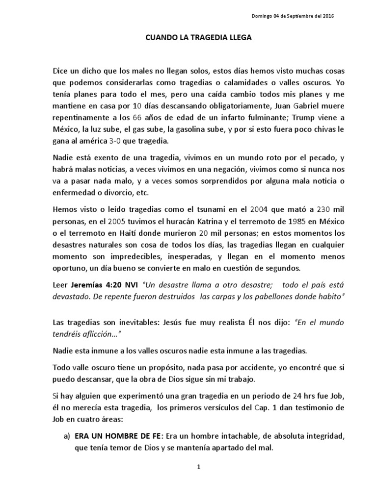 Cuando La Tragedia Llega | PDF | Jesús | Dios