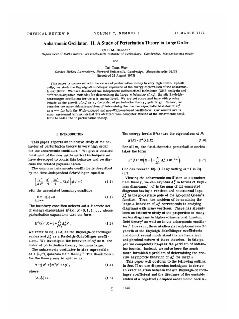 PhysRevD 7 1620 | PDF | Perturbation Theory (Quantum Mechanics ...