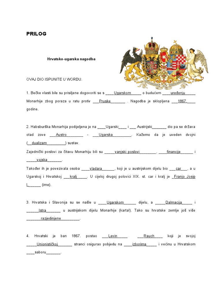 Prilog: Hrvatsko-Ugarska Nagodba | PDF