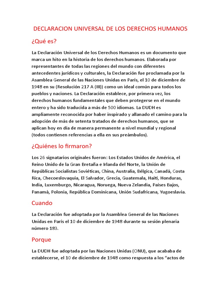 Declaracion Universal de Los Derechos Humanos | PDF | Historia