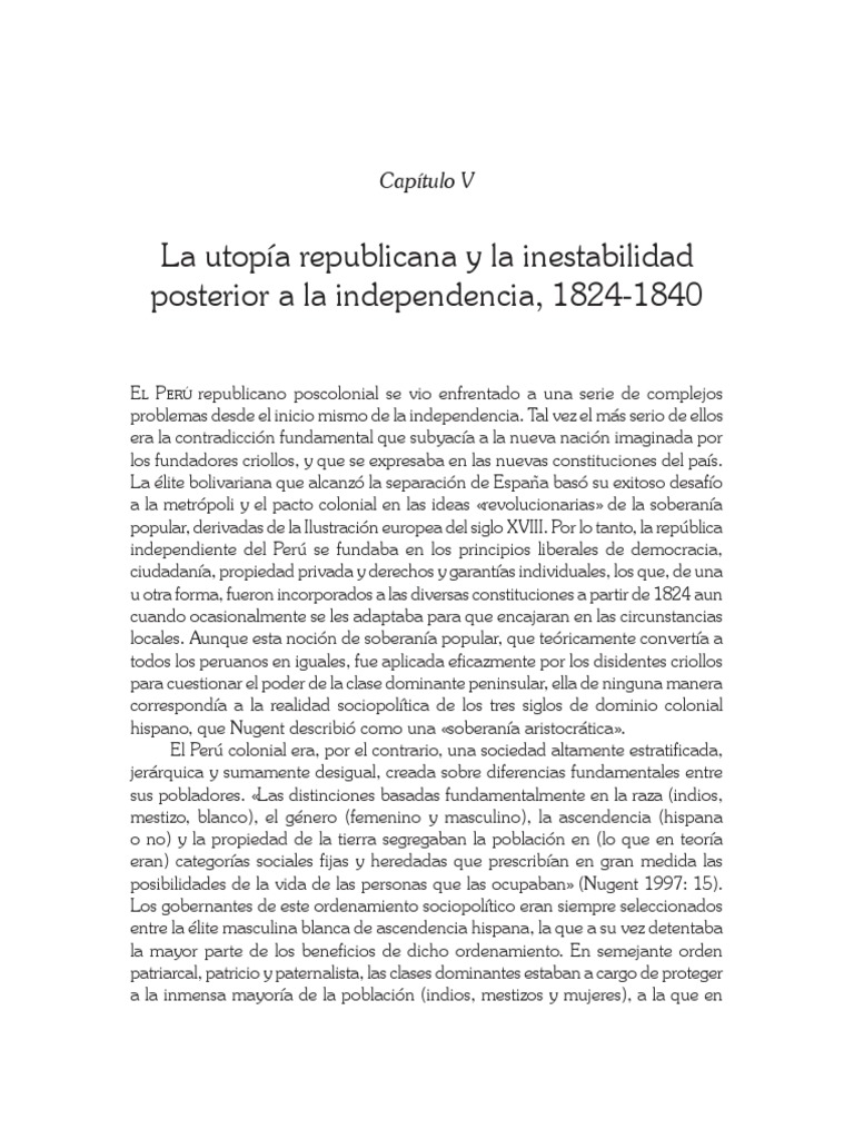 Utopía Republicana y La Inestabilidad Posterior A La Independencia | PDF | Perú | República