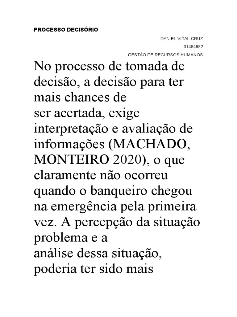 PROCESSO DECISÓRIO - Docx CONTEXTUALIZADA | PDF | Tomada de decisões ...