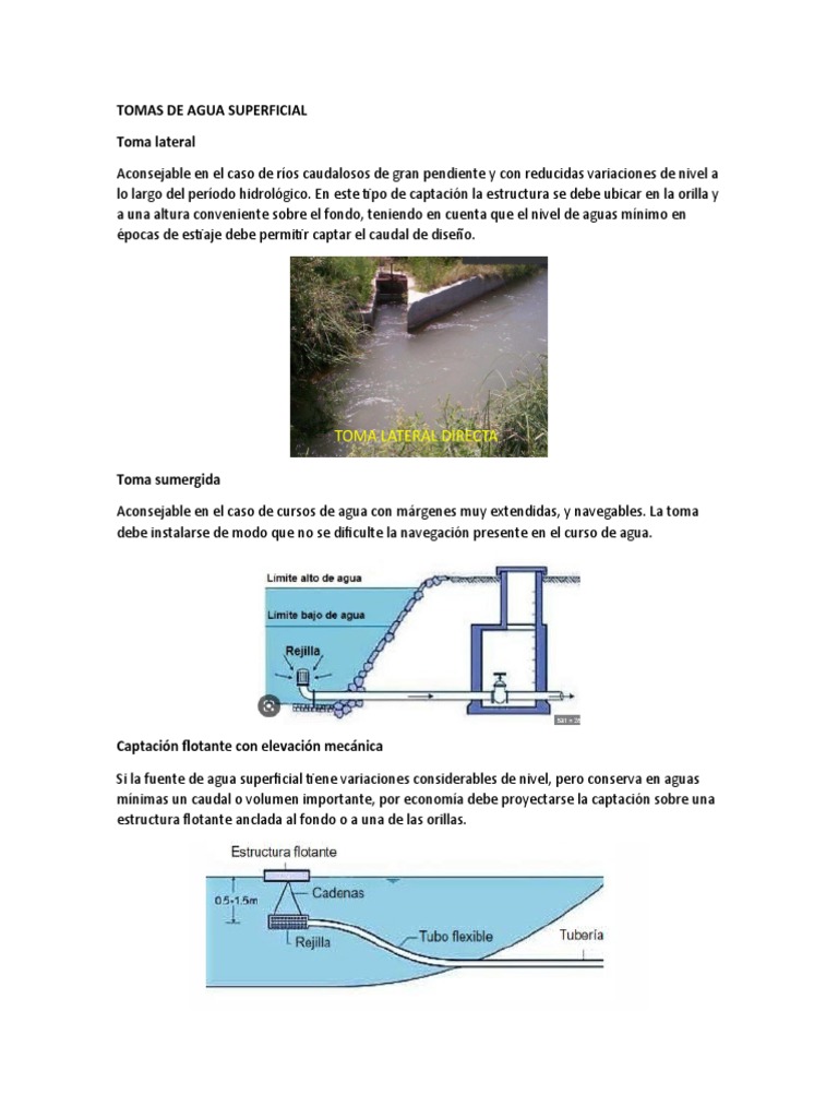 Tomas de Agua Superficial Toma Lateral | PDF | Agua | Río