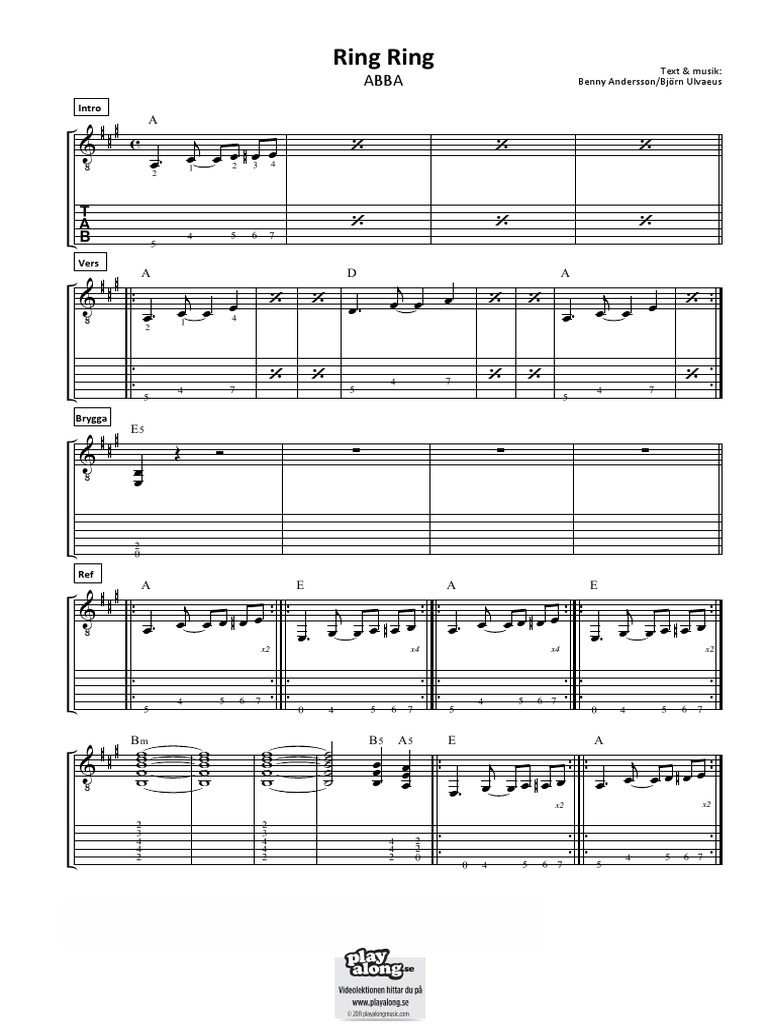 Playalong Guitar Abba Ring-Ring Complete | PDF